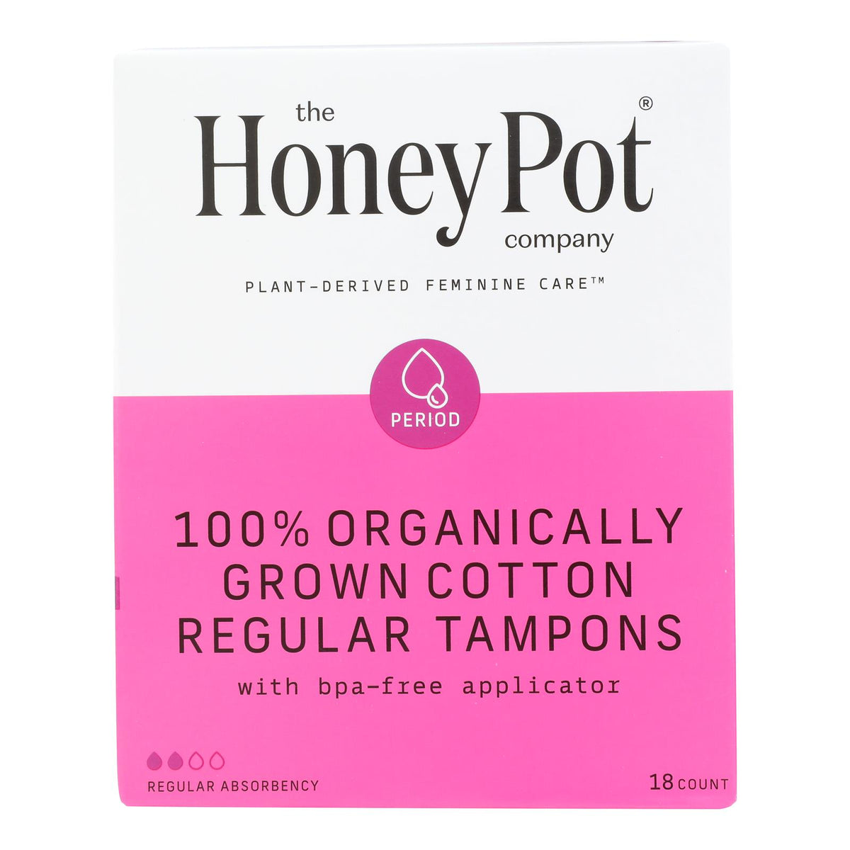 The Honey Pot Company Tampons, Regular Absorbency, 18 Count, Unscented ...
