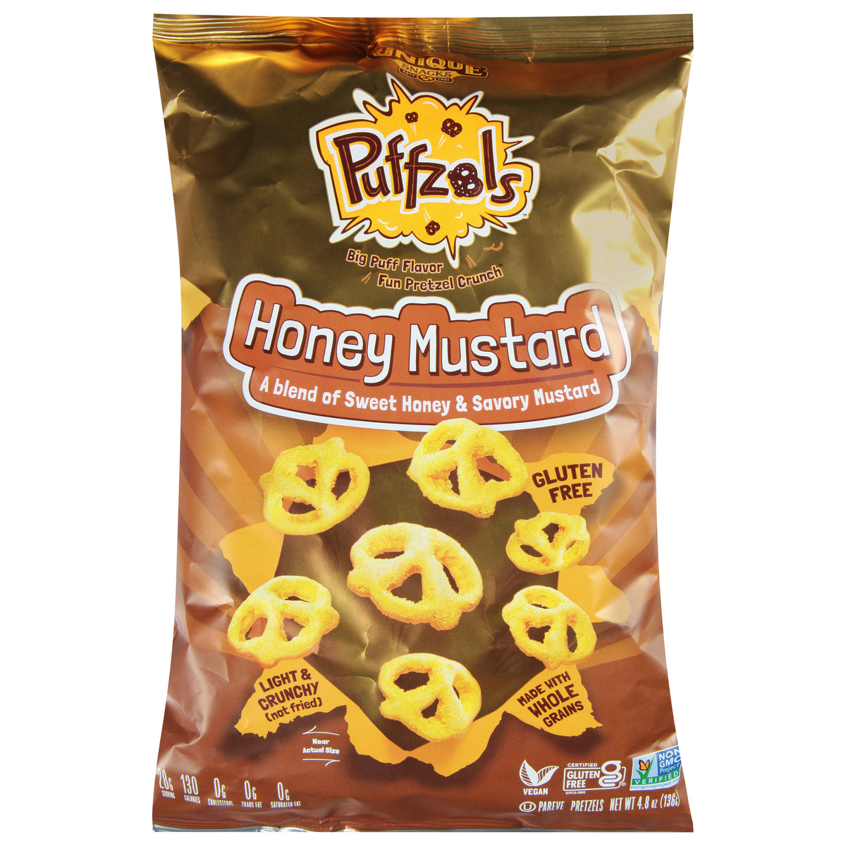Unique Pretzels Honey Mustard Puffzels: 6 Bags of Tangy Pretzel Bites ...