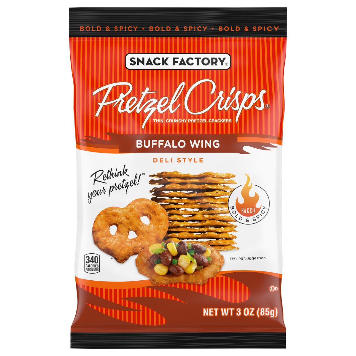 Pretzel Crisps Buffalo Wing, Spicy Flat Pretzels 8-Pack -Tangy Flavor ...