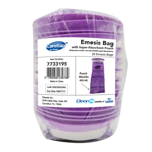 CareBag Emesis Bag with Super Absorbent Pad, 450-500mL Capacity, Odor ...
