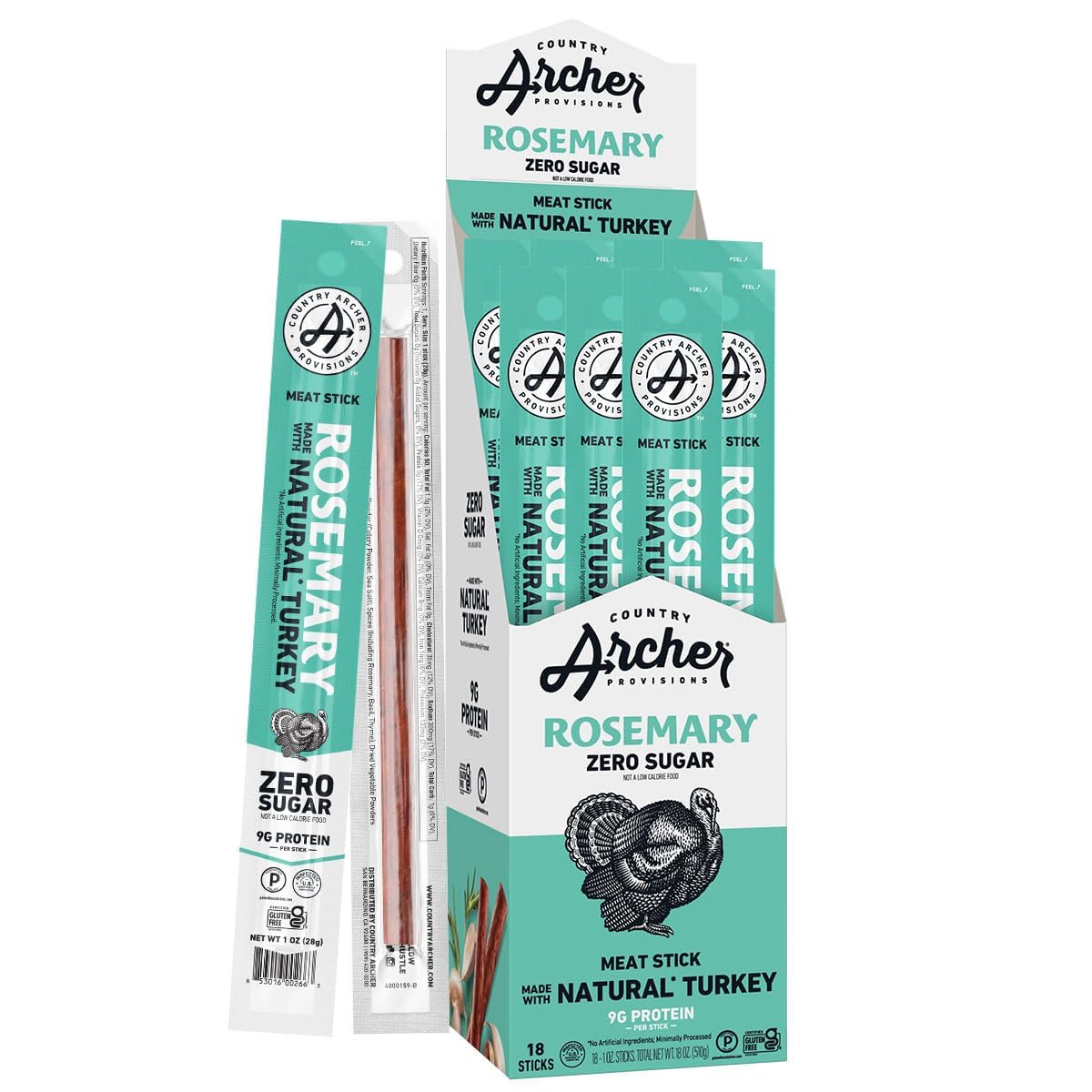 Country Archer Rosemary Turkey Stick - Gluten-Free Snack, 1 oz, 18-Pac ...