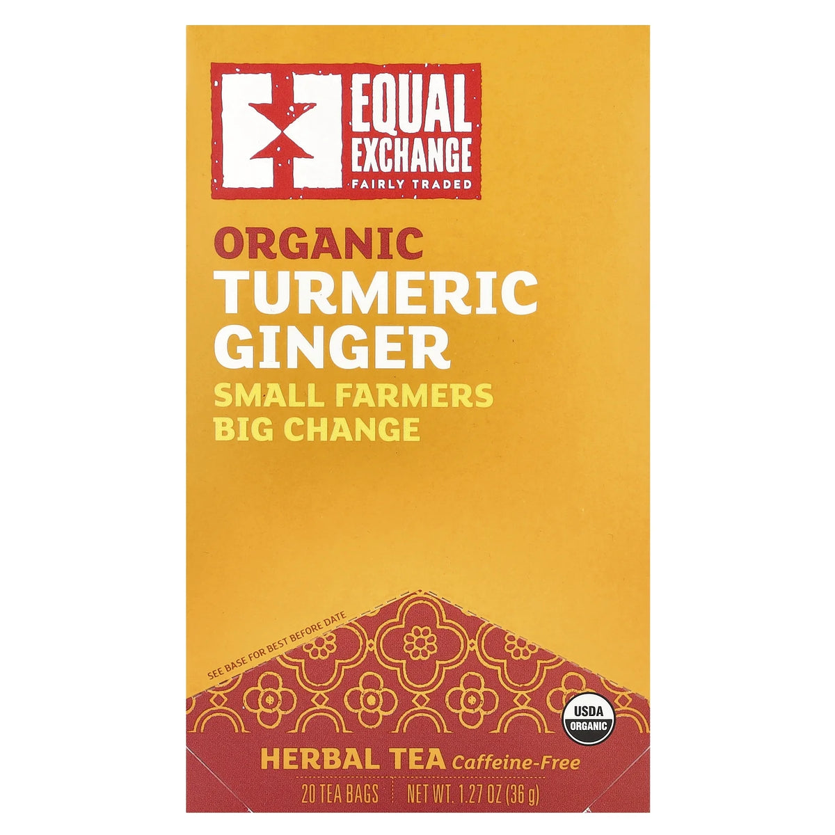 Equal Exchange Organic Turmeric Ginger Tea: Kosher herbal tea. 20 ct ...