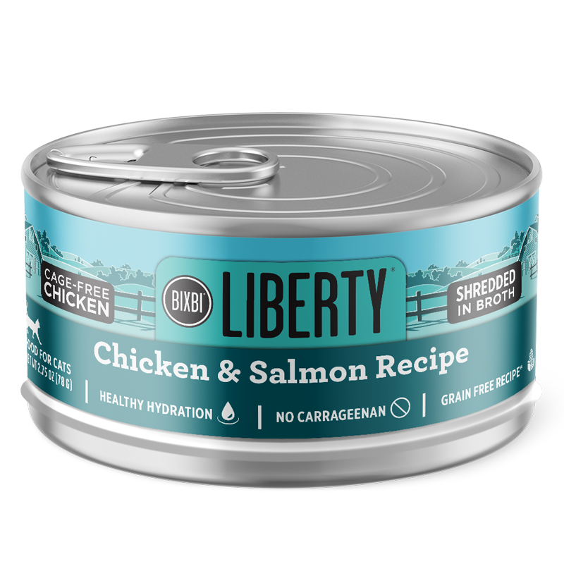 Bixbi Liberty cat food: Grain-free chicken & salmon shreds. Delicious ...