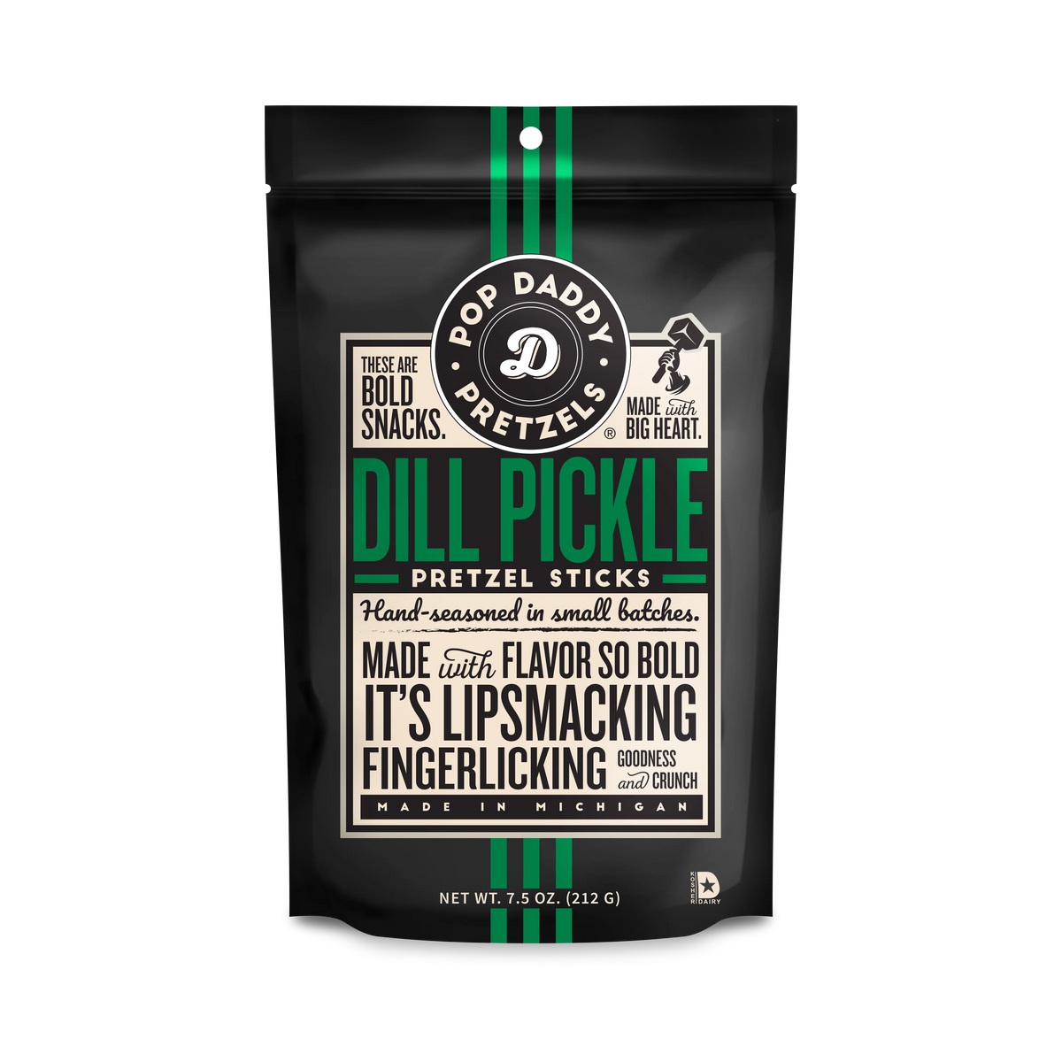 Pop Daddy Dill Pickle Pretzel Sticks! Tangy, crunchy snack sticks in a ...